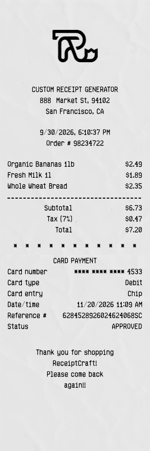 ReceiptCraft - Free Receipt Maker for Professional Receipts